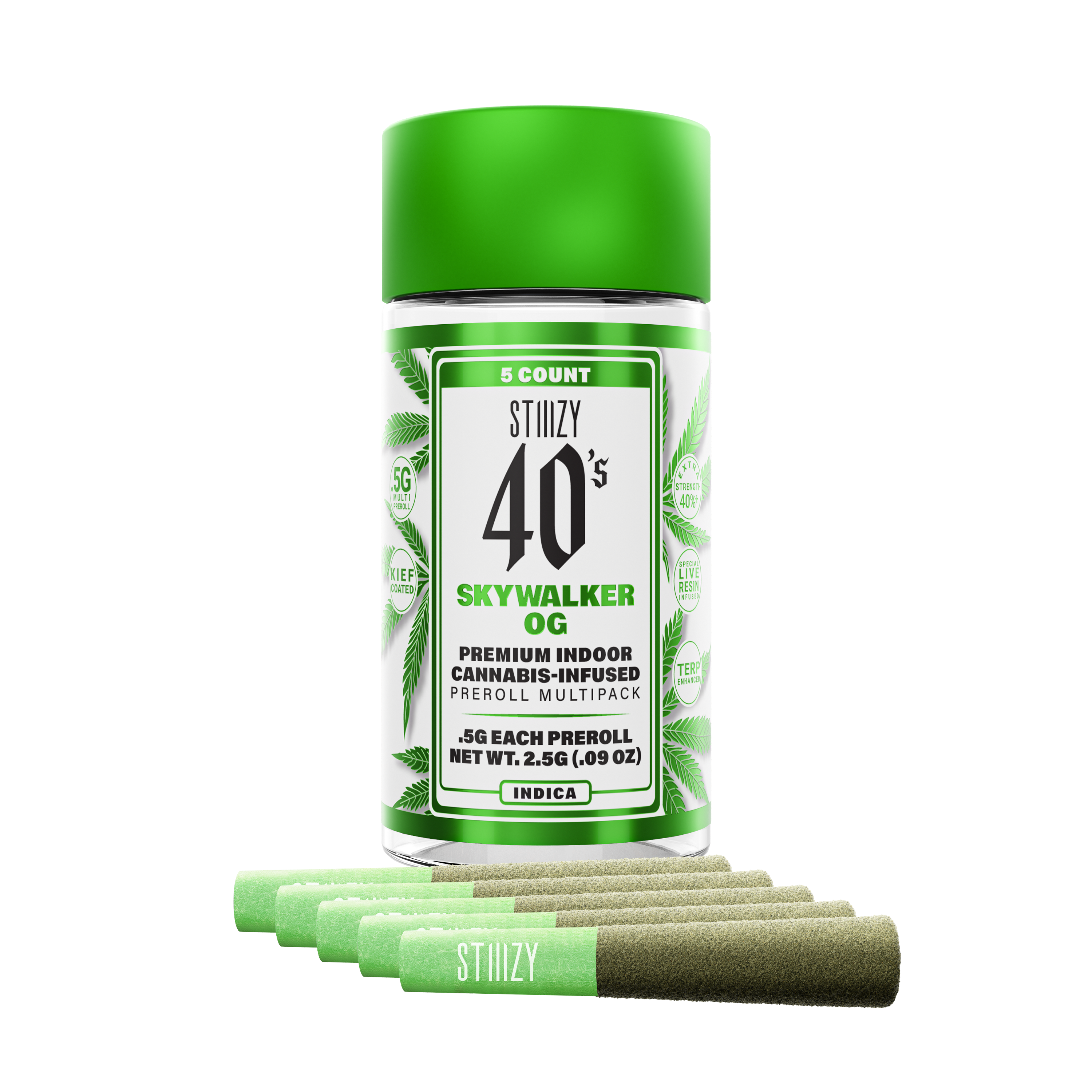 Stiiizy Skywalker Infused Pre-Rolls 5-pack (Indica) 41% {2.5g ...