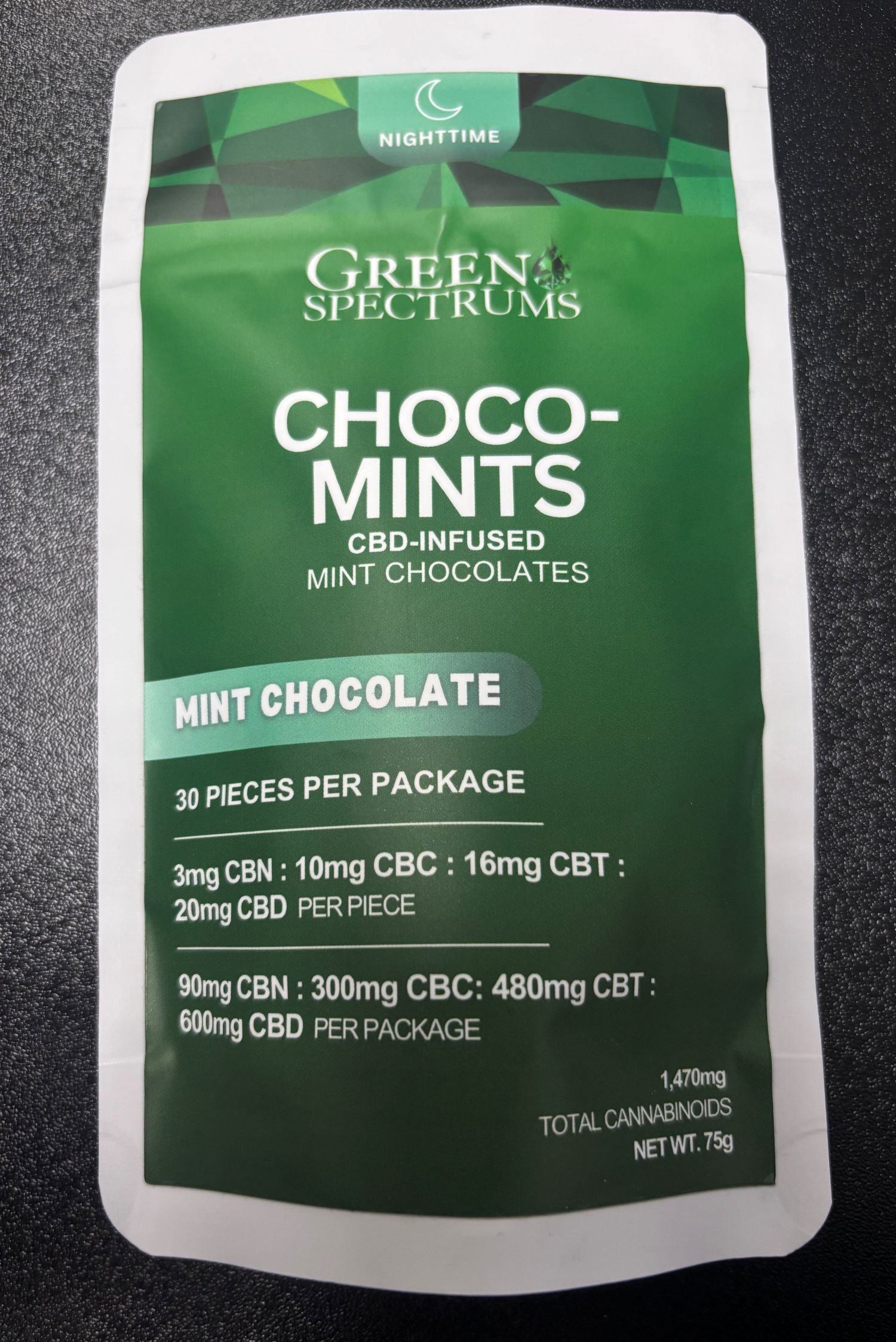 Green Spectrums Choco Mints NightTime CBD Infused Chocolate Edible ...