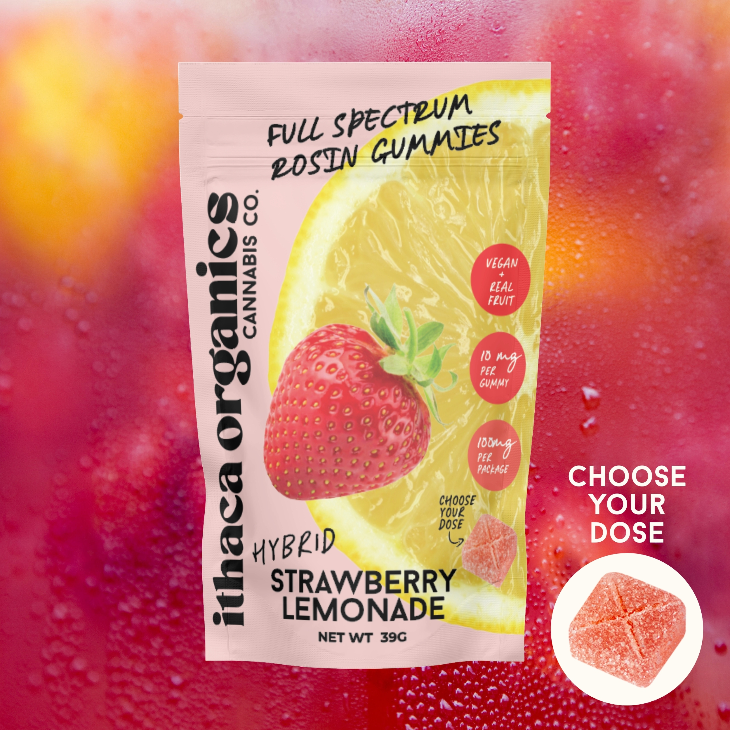 Ithaca Organics Strawberry Lemonade Rosin Gummies 10-pack (Hybrid ...