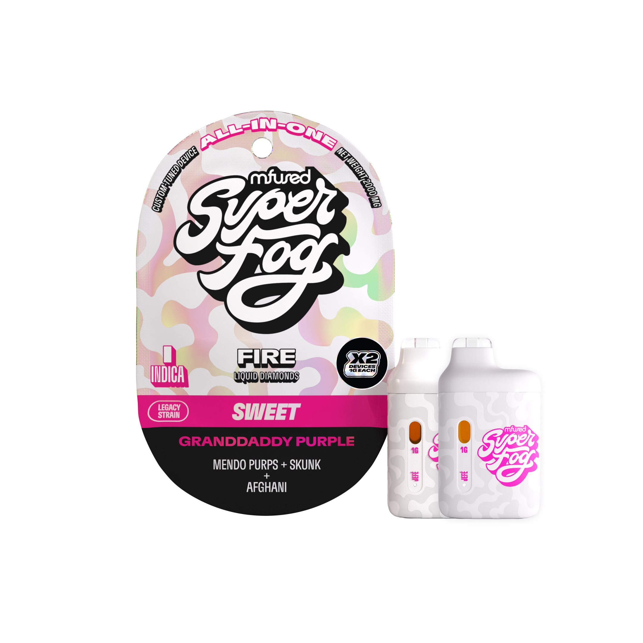 Mfused Granddaddy Purple 2 Pack All-In-One Vapes (Indica) 88.88% {2g ...