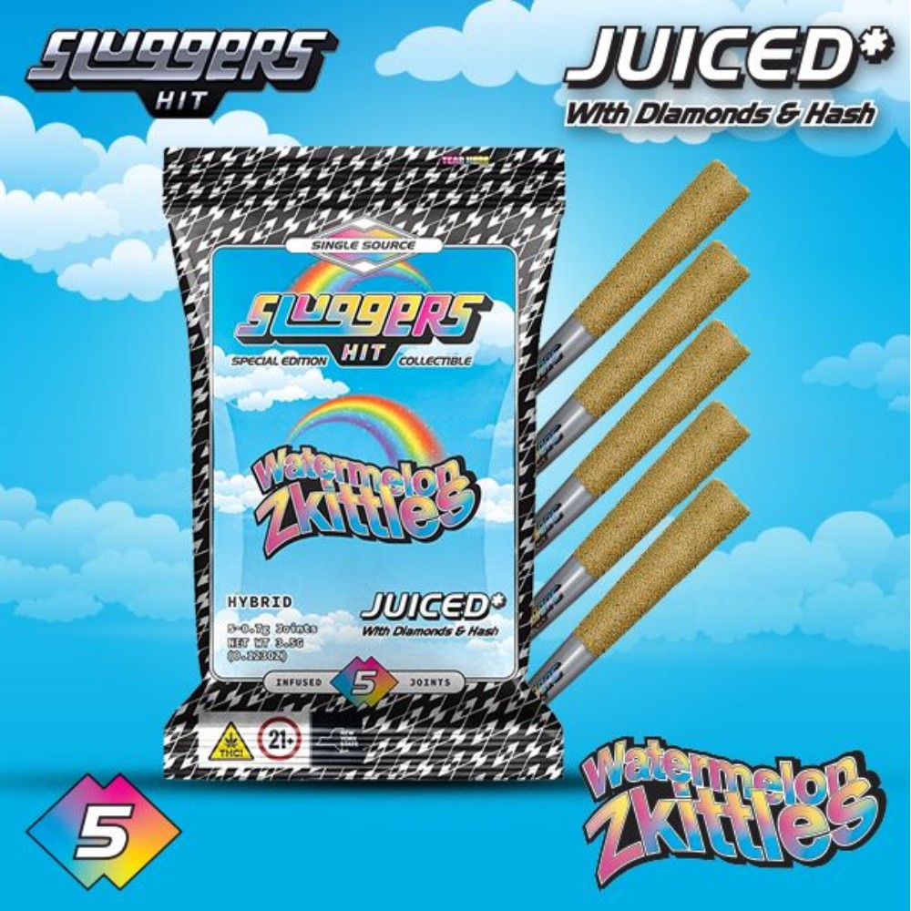 Sluggers Watermelon Zkittles Infused Pre-Rolls 5-pack (Hybrid) 43.50% ...